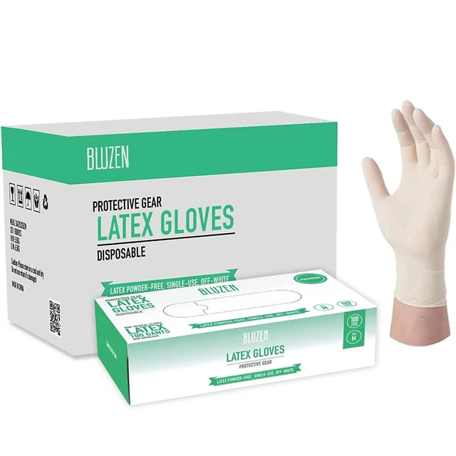 BLUZEN DISPOSABLE LATEX Gloves Premium Extra Strong Powder Free havy ...