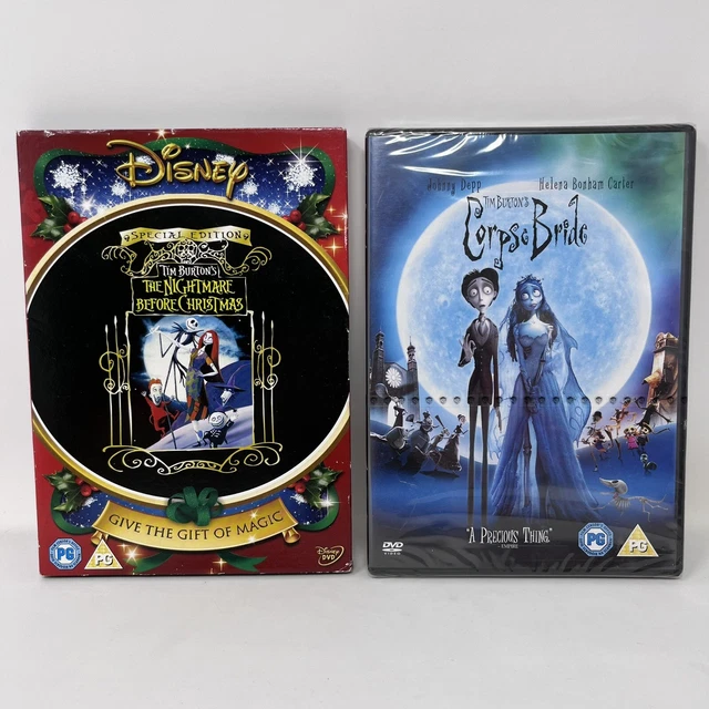 TIM BURTON ANIMATED DVD Bundle The Nightmare Before Christmas + Corpse ...