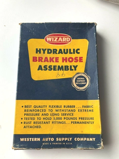 NOS 1960S WIZARD Hydraulic BRAKE Hose Assembly Western Auto Supply S ...