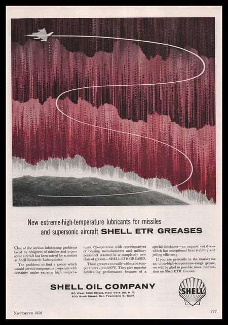 1958 SHELL OIL Co. New York ETR Greases Lubricants For Missiles Vintage ...