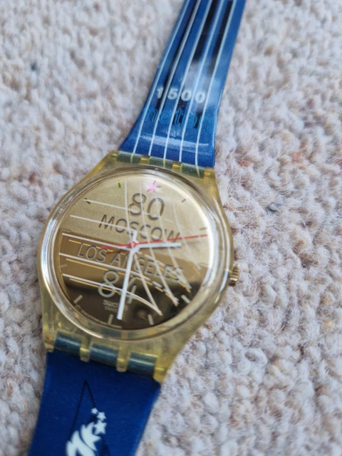 VINTAGE SWATCH WATCH Atlanta 1996 Olympics Sebast Coe Blue Gold - New ...