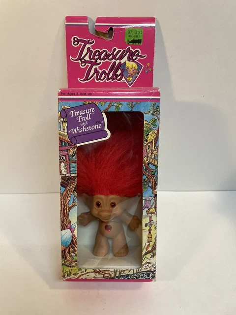 VINTAGE ACE NOVELTY Co. Treasure Trolls with Wishstone Red Orange New ...