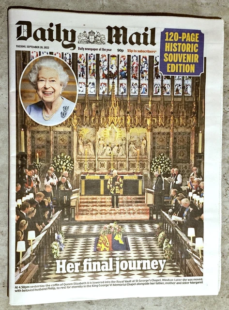 QUEEN ELIZABETH II FUNERAL DAILY MAIL NEWSPAPER UK 20TH September 2022 ...