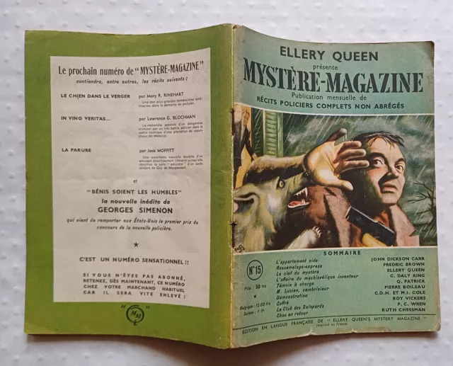 C1 MYSTERE MAGAZINE 15 1949 Lloyd ROGNAN Fredric BROWN Carr QUENTIN ...