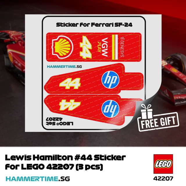 LEGO® FERRARI SF-24 42207 Lewis Hamilton 44 Driver Number Glossy ...