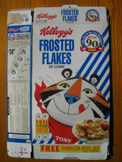 KELLOGGS FROSTED FLAKES Cereal Box Flattened 90 Years $13.66 - PicClick CA