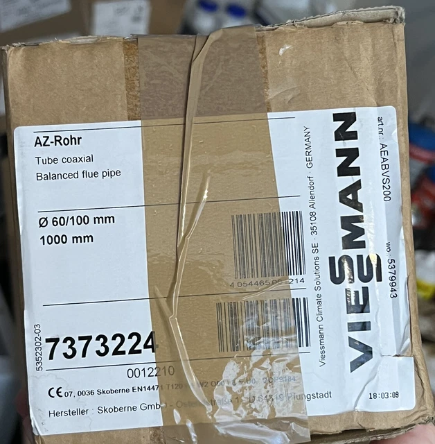 VIESSMANN 1MTR 1000MM Flue Extension 60/100mm 7373224 £18.00 - PicClick UK