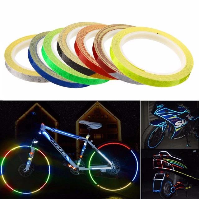 REFLECTIVE BIKE WHEEL Rim Stickers Safety Bicycle Cycling Reflector Tap ...