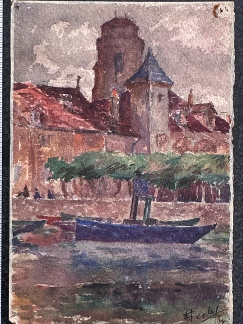 DRAWING ANTIQUE JEAN Terles View Village en Été Lassy Brittany Art Deco ...