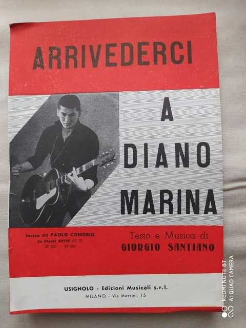 PAOLO COMORIO &ARRIVEDERCI A Diano Marina" - Spartito Singolo (1960 ...