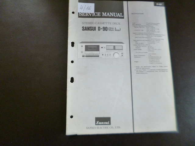 ORIGINAL MANUEL D'ENTRETIEN schéma Sansui D-M70W EUR 11,90 - PicClick FR