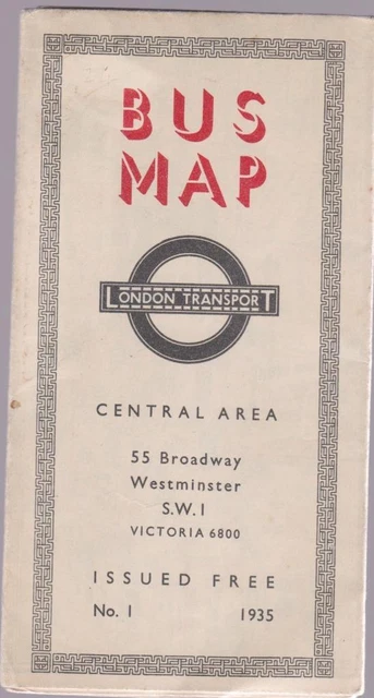 LONDON TRANSPORT CENTRAL Area Bus Map 1935 No.1 £6.99 - PicClick UK
