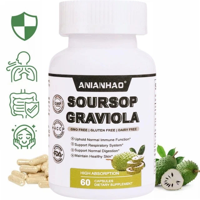 SOURSOP GRAVIOLA Capsules | Vegan Herbal Immune Antioxidant Support | 60 Caps £11.95 - PicClick UK