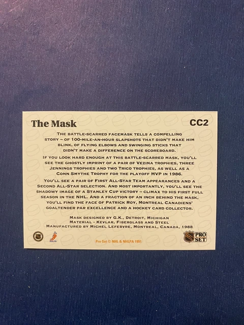 1991-92 PRO SET The Mask PATRICK ROY Card No. CC2 Montreal Canadiens $3.50 - PicClick CA
