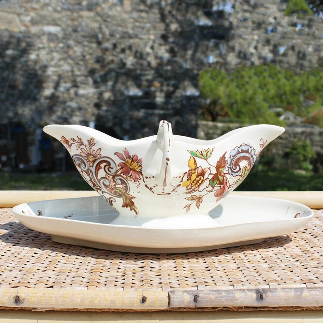 ANCIENNE SAUCIÈRE EN faïence HB & Cie Choisy le Roi modèle Ornement EUR ...