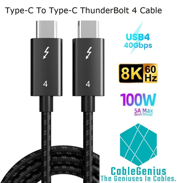 THUNDERBOLT 4 USB Type-C 100W PD Charging / 8K UHD Video 40Gbps Cable ...