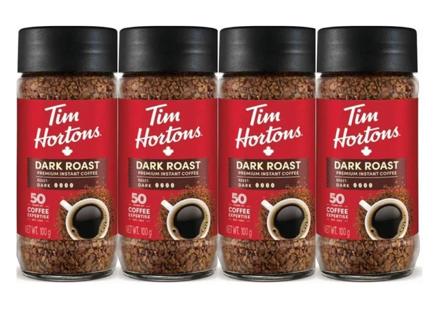 TIM HORTONS PREMIUM Instant Coffee Dark Roast 100g X4 Jars FREE ...