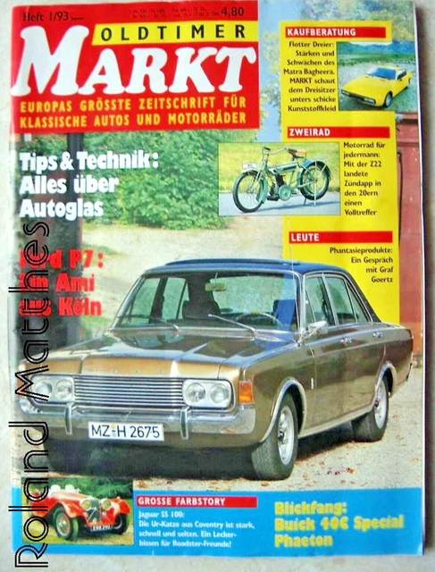 OLDTIMER MARKT 1-93+FORD P7+Matra Bagheera+Jaguar Ss100+Zündapp Z 22+Velocette EUR 2,20 ...