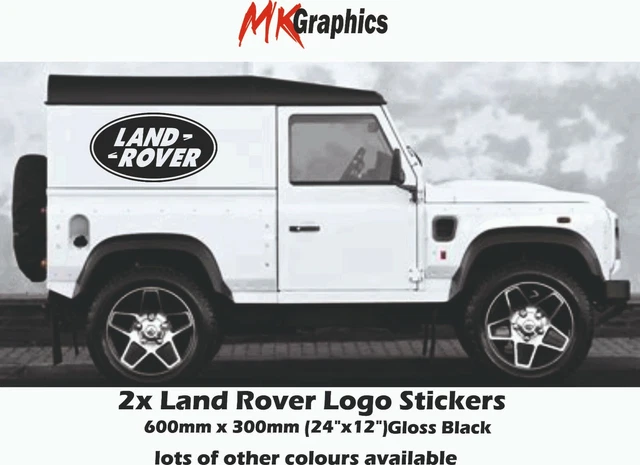 LAND ROVER LOGO Stickers 2x600mm (24") Gloss Black Vinyl Defender ...