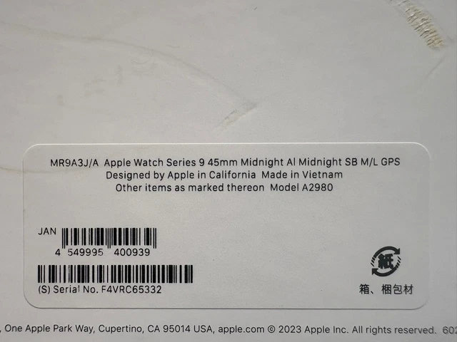 APPLE WATCH SERIES 9 (2023) GPS 45 mm - Aluminium Midnight Sport Band ...