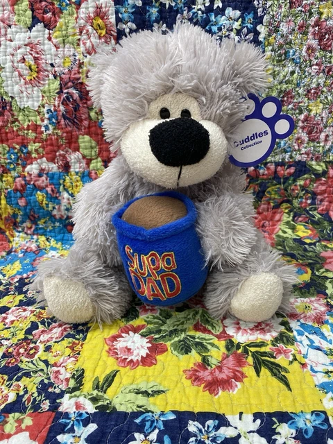 CUDDLES COLLECTION GREY Teddy Bear With Tea Supa Dad 11” Card Factory ...