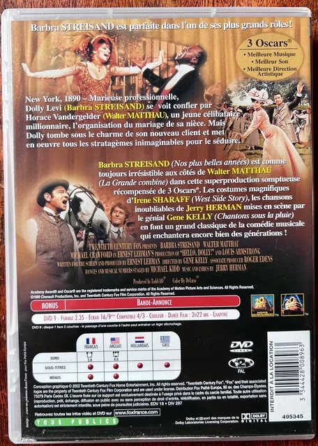 HELLO, DOLLY ! DVD, Barbra Streisand, Walter Matthau, 3 Oscar, Gene Kelly EUR 5,00 - PicClick FR