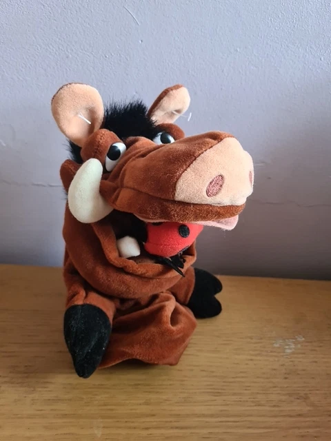 DISNEY STORE LION King Pumbaa Plush Warthog 10" Hand Puppet w/ Grub Bug ...