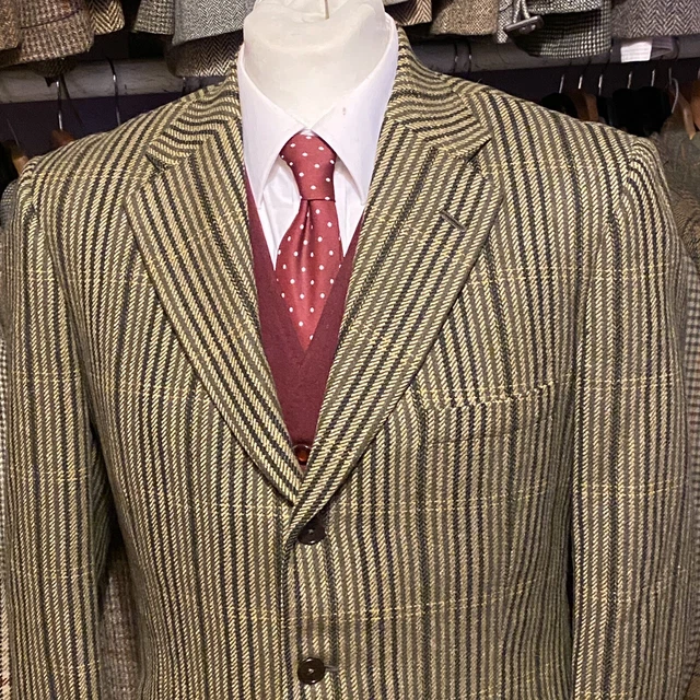 VINTAGE MENS 40R DAKS Russell Gun Check Suit Jacket Blazer Hacking ...