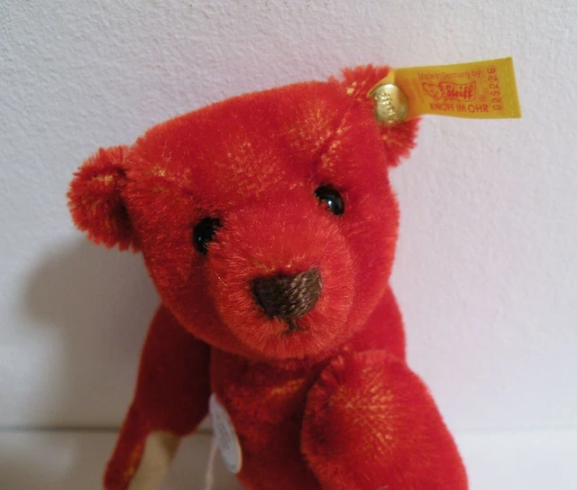 HISTORISCHE STEIFF MINIATUR 1908 Teddy Bär ROT wie Alfonzo ID Knopf ...