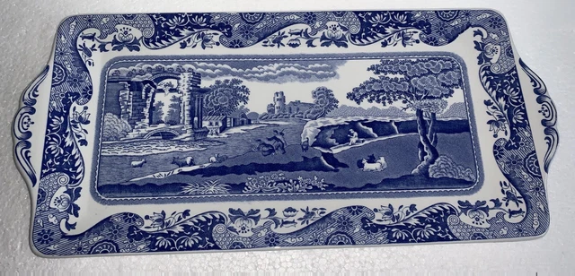 SPODE ITALIAN BLUE & White Sandwich Tray / Biscuit Plate £30.00 ...