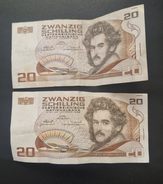 20 SCHILLING / Zwanzig Schilling, Geldscheine/Banknote, Österreich EUR ...