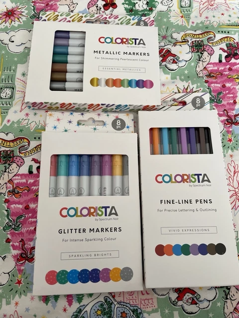 SPECTRUM NOIR COLORISTA Pens Bundle = Glitter Markers, Metalic & Fine ...