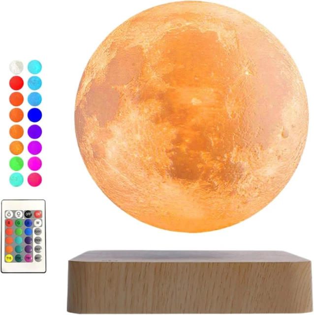 LEVITATING MOON LAMP 16 Colors, Magnetic Floating 3D LED Night Light ...