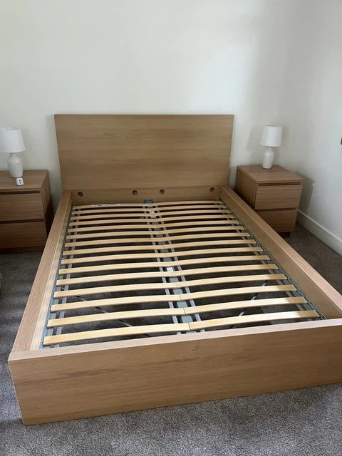 IKEA MALM STANDARD Double Bed - White Stained Oak £99.48 - PicClick UK