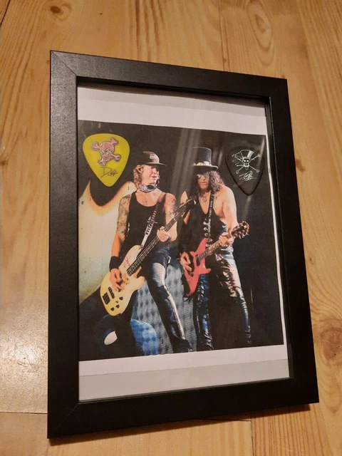 SLASH AND DUFF Mckagan Framed Guitar Pick Set Guns N Roses Framed ...