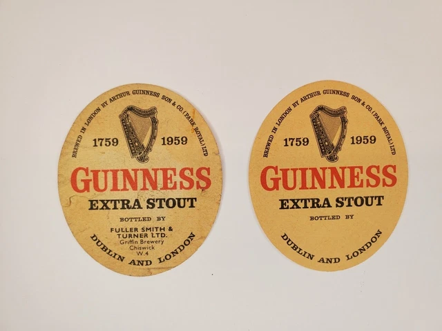 VINTAGE GUINNESS EXTRA Stout Bicentennial Bottle Label x 2 £15.00 ...