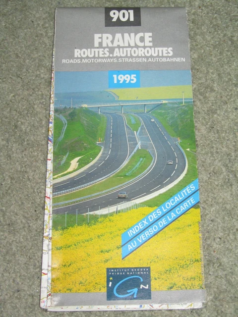FRANCE, IGN MAIN routes & Autoroutes map, sheet 901 - 1:1,000,000 ...