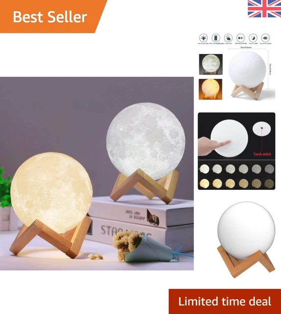 3D USB RECHARGEABLE Moon Lamp with Touch Control - Perfect Night Light ...
