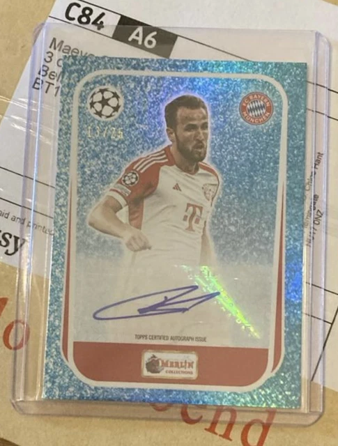 AUTOGRAPHE HARRY KANE Topps Merlin Heritage 23/24 numéroté 13/25 BAYERN ...