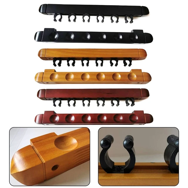 BILLIARD QUEUE RACK Wall Mount 6 Slot Wood Mount Snooker Stick Holder £ ...