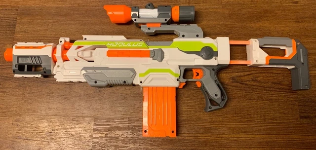 NERF MODULUS COMPLETE Blaster Gun With Grip Clip Mag Stock Scope Barrel ...