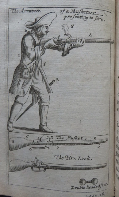 ENGLISH MILITARY DISCIPLINE ~1680~ ARMS CANON GUNS WAR FIRE-WORKS ...