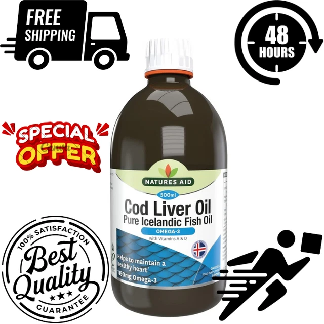 NATURES AID COD Liver Oil Liquid Fish Oil (Pack Of 1), 500ml £9.90 ...