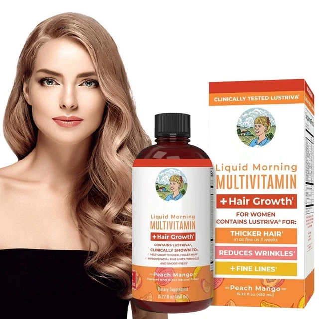 LIQUID MORNING MULTIVITAMIN + Hair Growth , Peach Mango, (450ml) Hot ...
