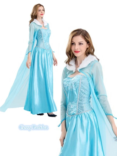 X-E4-1 WOMEN'S FROZEN Snow Queen Elsa Costume Cosplay Party Gown Fancy ...