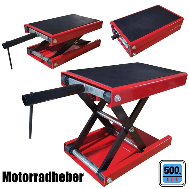 MOTORRADHEBER 500KG MOTORRADHEBEBÜHNE Montagebock 85-340mm Hebebühne DE ...