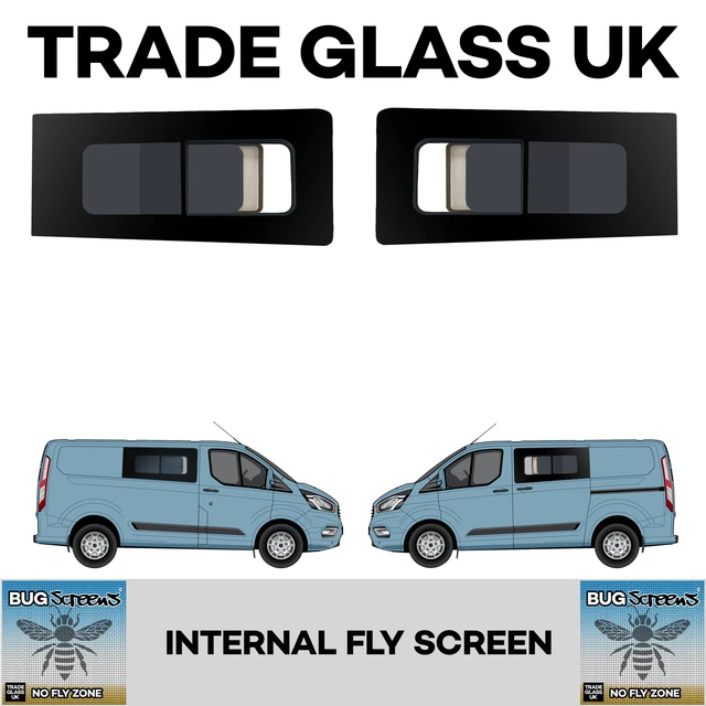 FORD TRANSIT CUSTOM SLIDING windows With Internal FLY SCREENS £320.00 ...