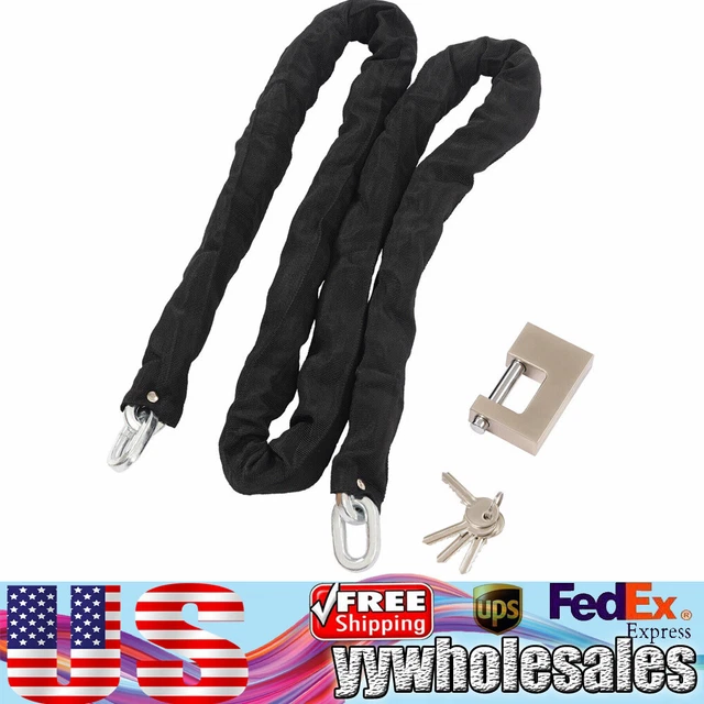 6 FT CHAIN Lock Security 3/8" Heavy Duty Chain and Lock Kit Long Chain ...