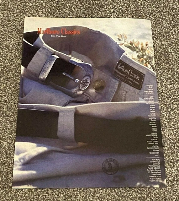 RARE ORIGINAL VINTAGE 1996 UK Magazine Advert Picture Marlboro Classics ...