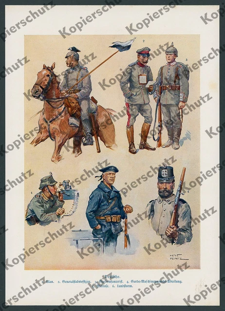 FARBTAFEL HANS PRINTZ Kaiserliche Armee Uniformen Marine Ulan Garde-MG ...